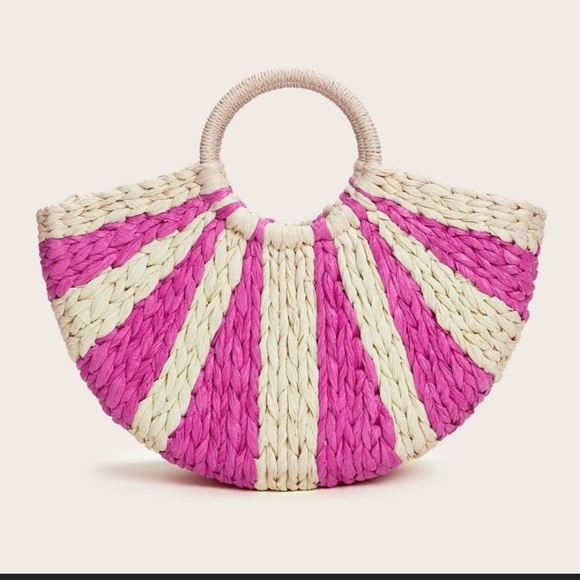 Accessories | Ring Handle Two Tone Woven Tote Bag | Poshmark